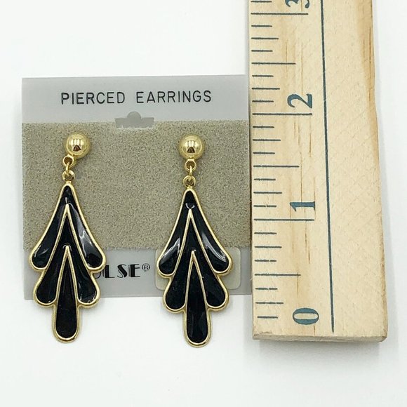 Vintage | Jewelry | Vintage Impulse Black Enamel With Gold Tone Stud E ...